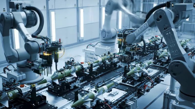 Advanced Robotic Machinery in a Modern Smart Factory Stock Footage ...