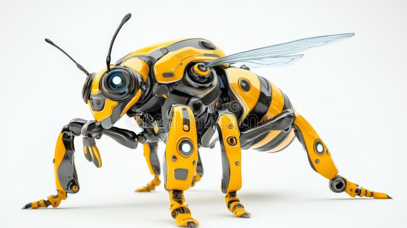 Advanced Robotic Bee with High-tech Design and Yellow Body Stock Image ...