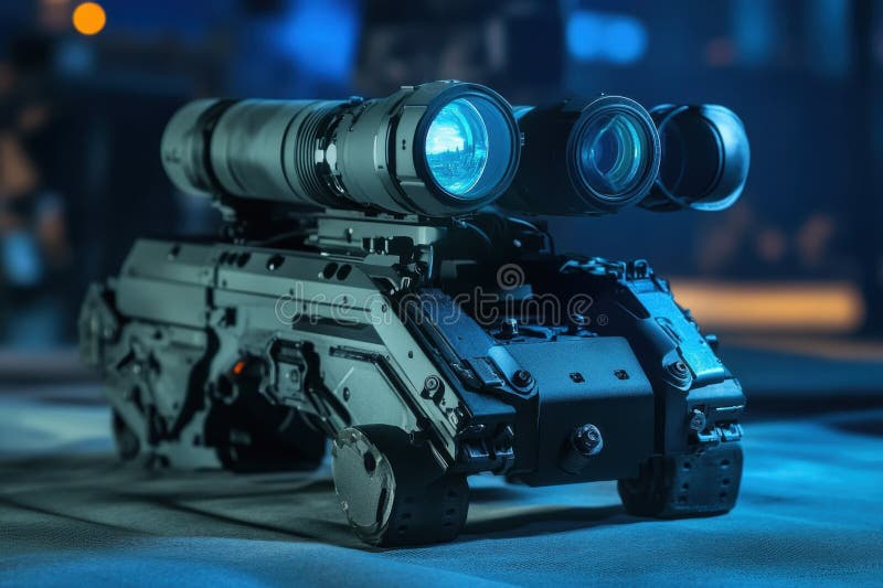 Advanced Robotic Device Equipped with High-tech Surveillance Cameras in ...