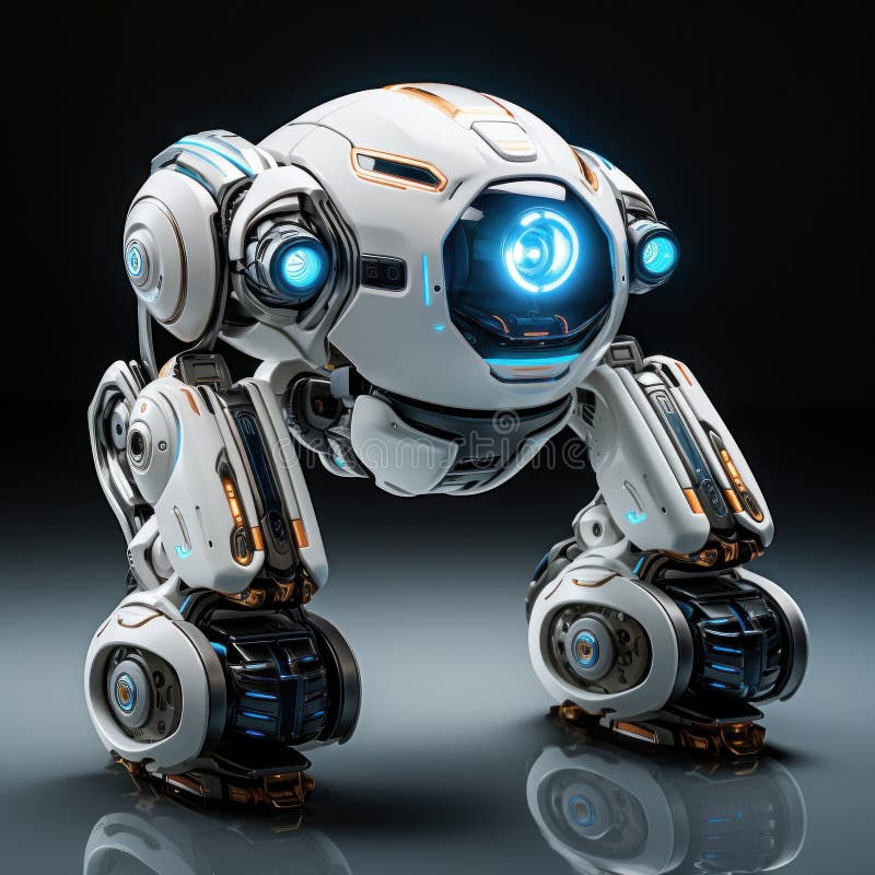 Advanced Robotic Entity with Blue Optical Sensors Stock Illustration ...