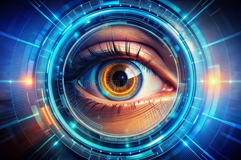 Advanced Robotic Eye Scan for Secure Biometric Identification Isometric ...
