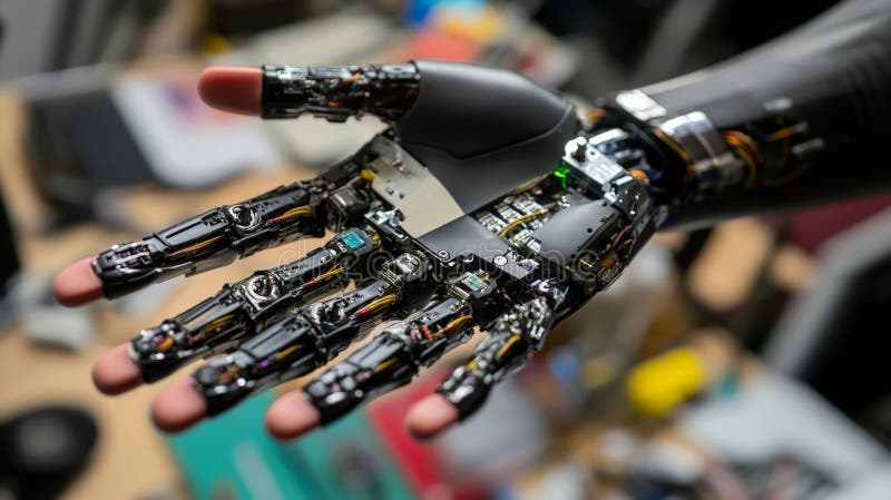 Advanced Robotic Hand with Complex Circuitry on Display Stock Image ...