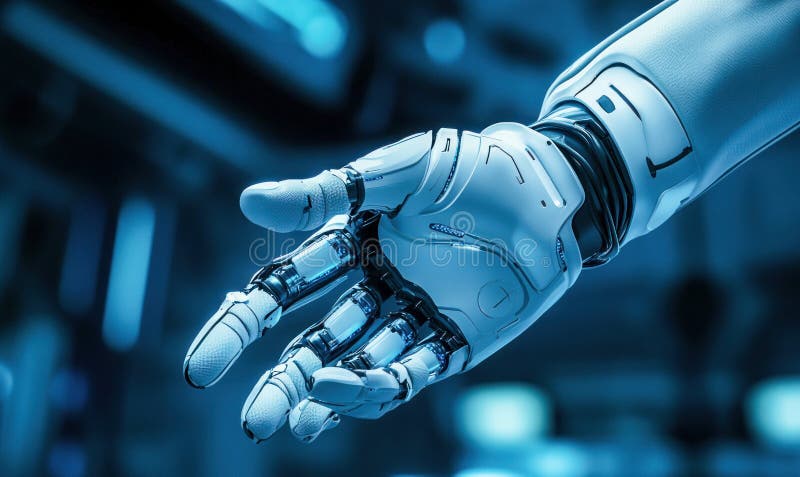 Advanced Robotic Hand in High-Tech Environment Stock Illustration ...