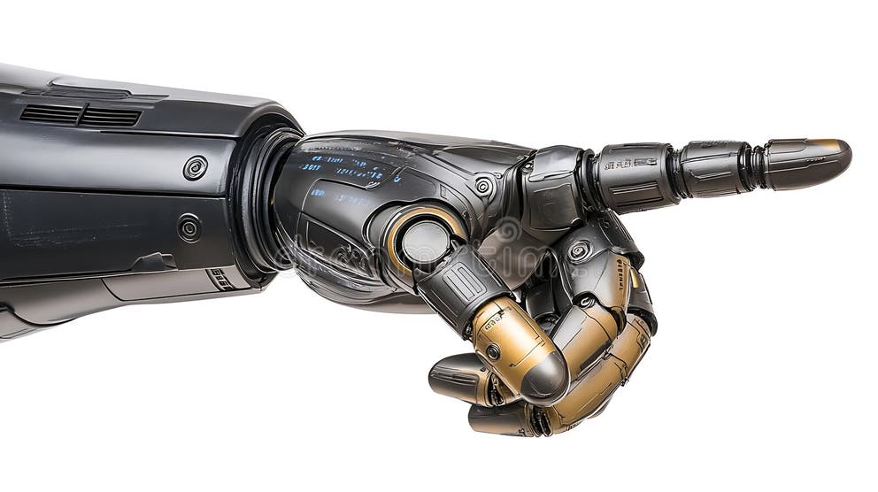 Advanced Robotic Hand Pointing on White Background Stock Illustration ...