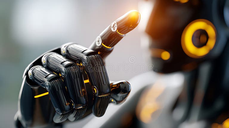 Advanced Robotic Hand Points Touchscreen Concept Future Technology ...