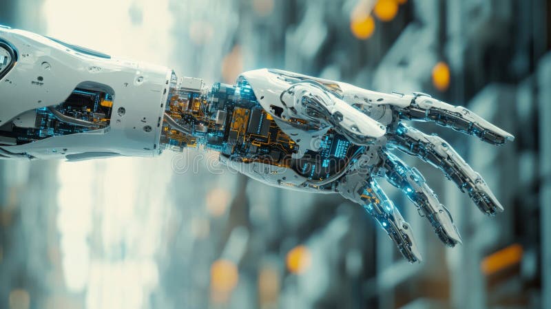 Advanced Robotic Hand Reaching Outward Showing Internal Components ...