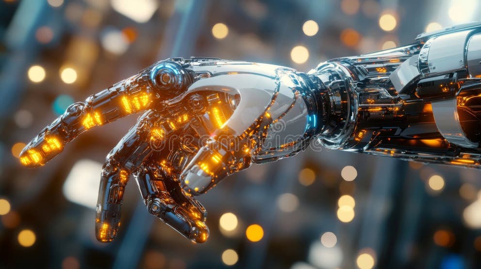 Advanced Robotic Hand Reaching Outwards Glowing Stock Illustration ...