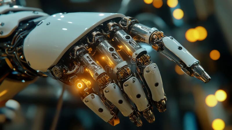 Advanced Robotic Hand Showcasing Intricate Mechanics and Glowing ...