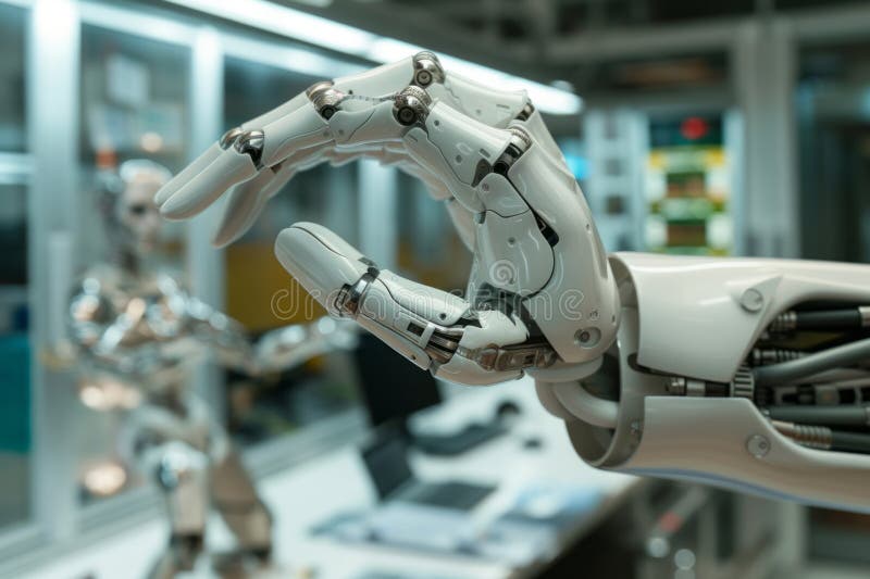 A Close-up of a Sophisticated Robotic Hand Mechanism, Illustrating ... A Close-up of a Sophisticated Robotic Hand Mechanism, Illustrating ...