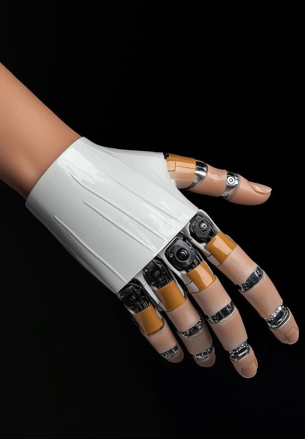 Advanced Robotic Prosthetic Hand on a Human Arm. Stock Illustration ...