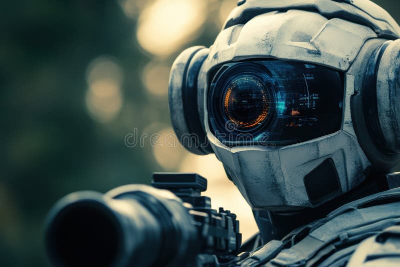 Advanced Robotic Soldier Stands Ready for Action in a Futuristic ... Advanced Robotic Soldier Stands Ready for Action in a Futuristic ...