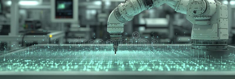 Advanced Robotic Technology on Digital Display Table Stock Illustration ...