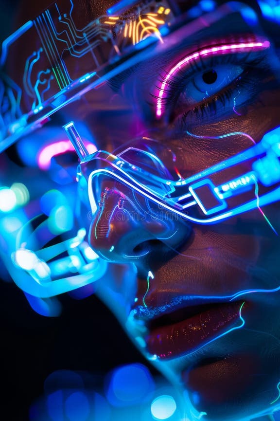 Advanced Robotic Vision Sensor Deep Blue Neon Circuits Hightech ...