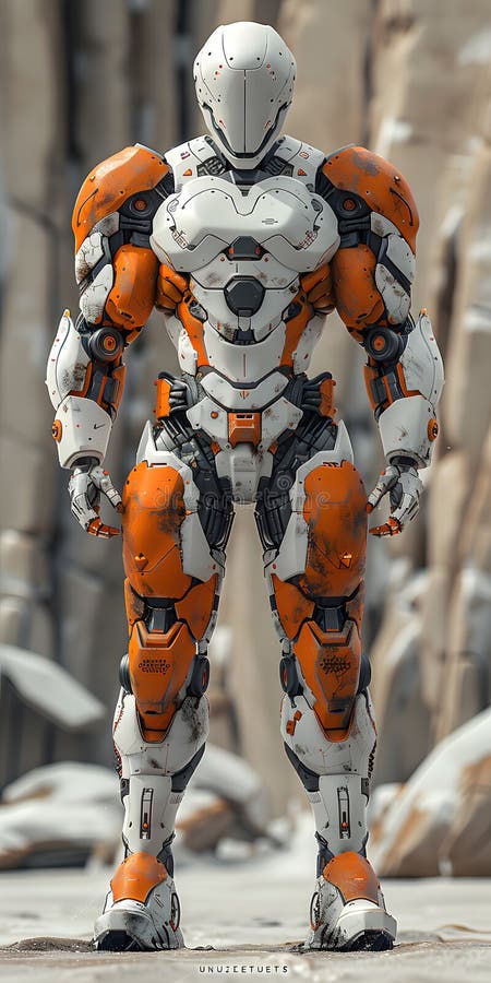 Advanced Robotic Warrior in Futuristic Battle Armor Stock Image - Image ...