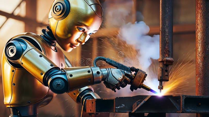 An Advanced Robotic Welder is Currently at Work within an Industrial ...