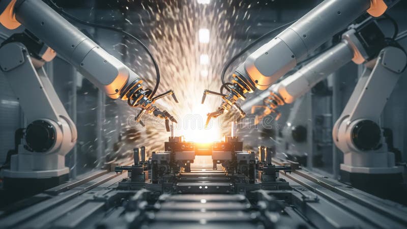 Advanced Robotic Welding in Modern Factory Automation Stock Video ...