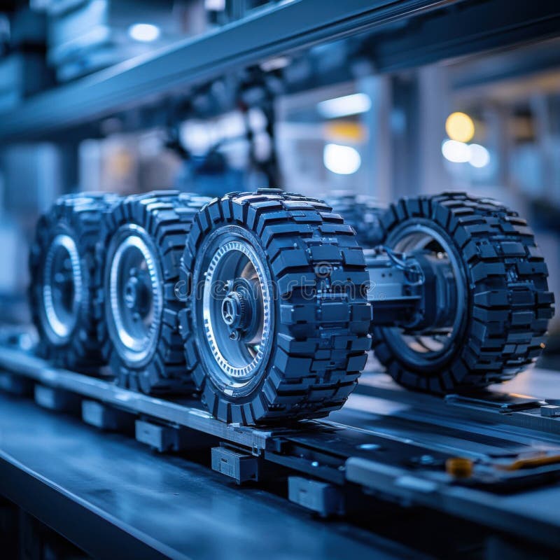 Advanced Robotic Wheels on Assembly Line in Technology Factory Stock ...