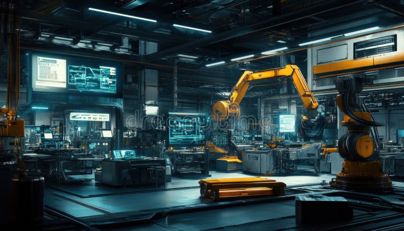 Advanced Robotics Assembly Area in a High-tech Industrial Facility ...