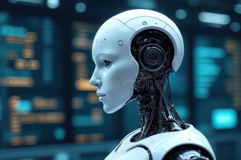 Advanced Robotics Focus on AI and Visual Processing Stock Illustration ...