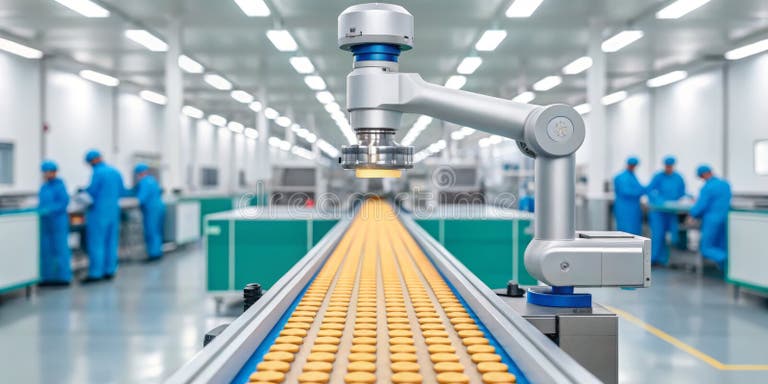 Advanced Robotics in Food Production Facility Stock Illustration ...