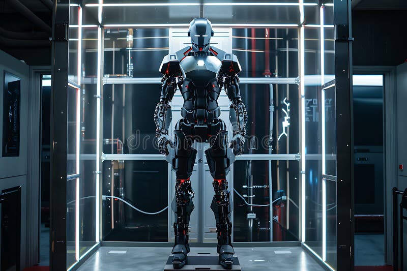 Advanced Robotics: a Futuristic Armored Android in a High-Tech Lab ...