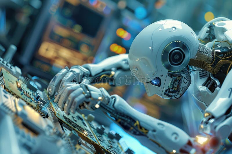 Advanced Robotics in High-Tech Electronics Assembly Line for Precision ...