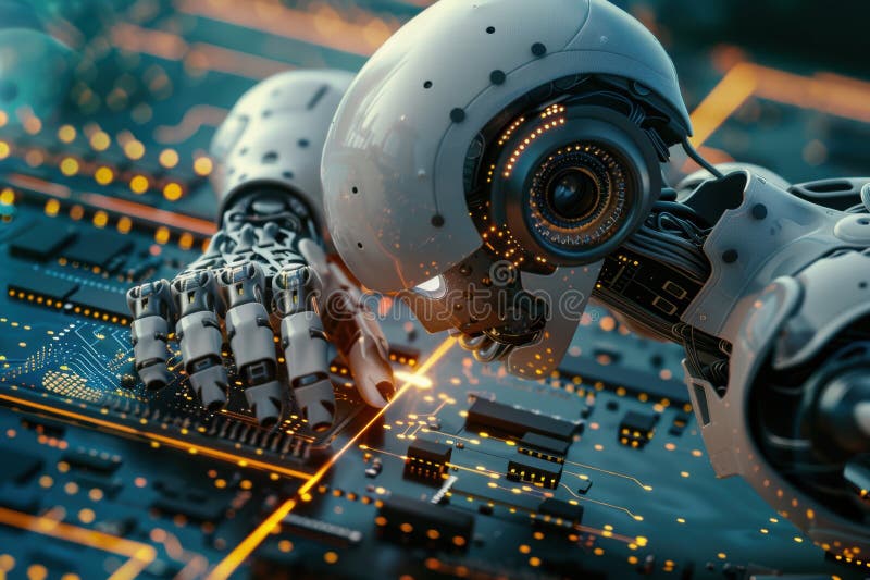 Advanced Robotics in High-Tech Electronics Assembly Line for Precision ...