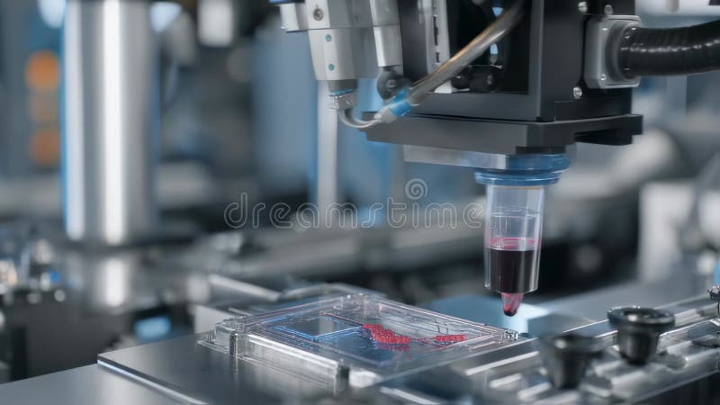 Robotic Arm Printing Red Ink on Piezo Actuator Stock Footage - Video of ...