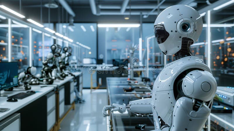 Advanced Robotics Lab with Humanoid Robots Stock Image - Image of ...