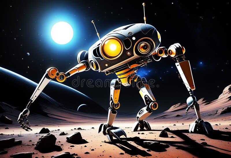 Advanced Robotics in Space Astronaut Bot on a Mysterious Planet Stock ...