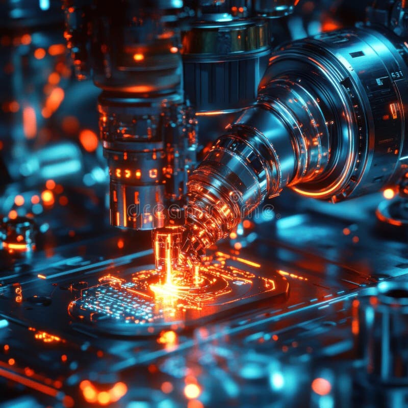 Advanced Robotics System with Glowing Circuit Board Elements Stock ...