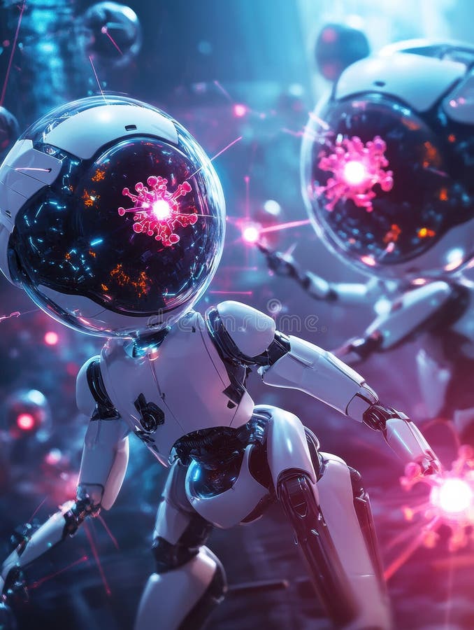 Robots Actively Neutralizing Viruses in a Futuristic Digital ...