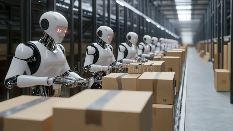 Advanced Robots in a Futuristic Manufacturing Facility Stock Image ...