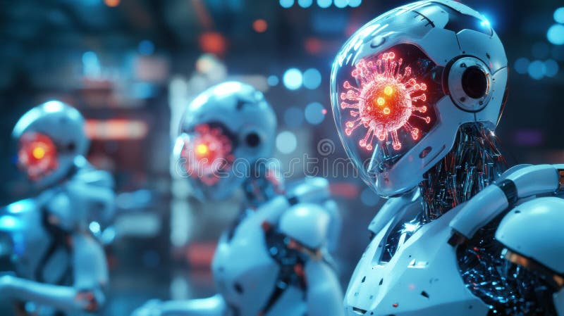 Robots Engaged in Neutralizing Viruses Inside a High Tech Laboratory ...