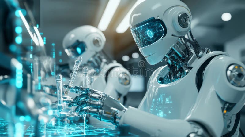 Advanced Robots Perform Precise Laboratory Experiments Stock ...