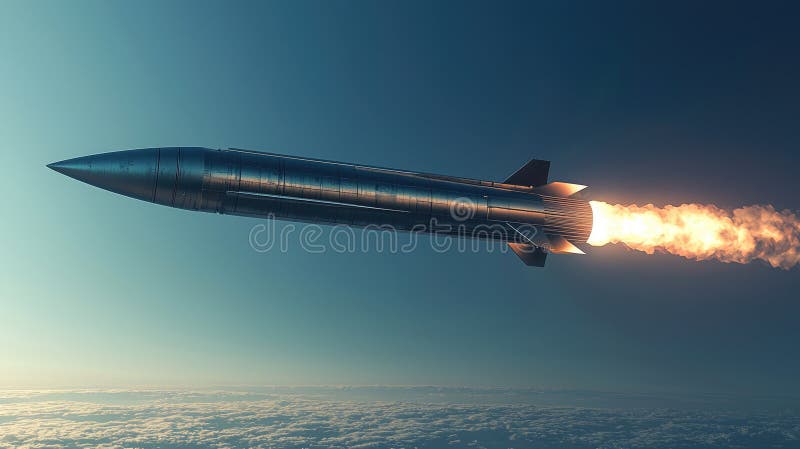 Advanced Rocket Launch with Fiery Trail Against Clear Sky at High ...