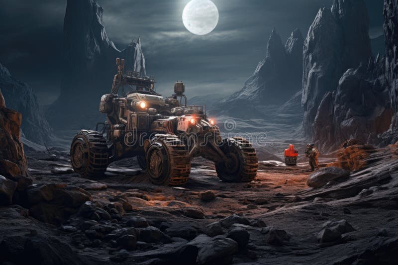 Advanced Rover Exploring Alien Terrain Stock Illustration ...