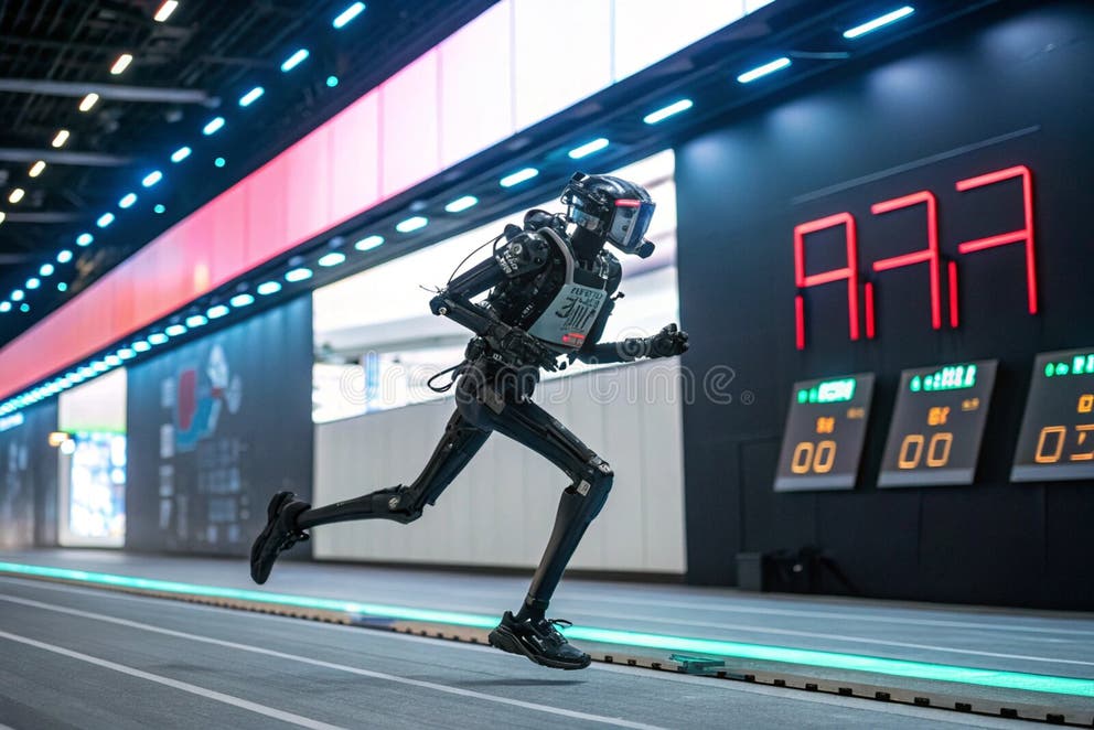 Advanced Running Robot: High-Tech Future in Motion Stock Illustration ...