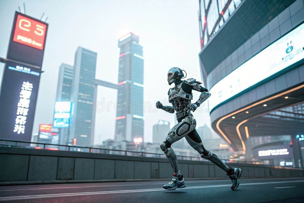 Advanced Running Robot: High-Tech Future in Motion Stock Illustration ...