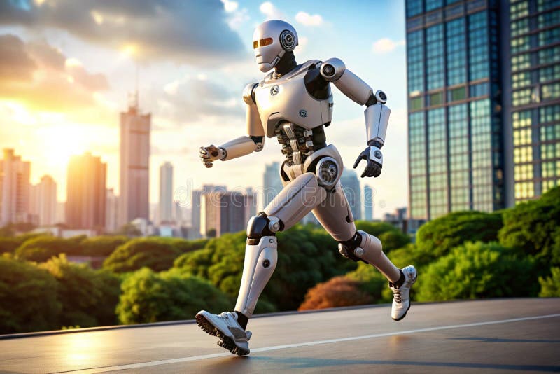 Advanced Running Robot: High-Tech Future in Motion Stock Illustration ...
