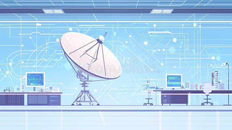 Advanced Satellite Communication Lab Featuring Large Dish Antenna and ...
