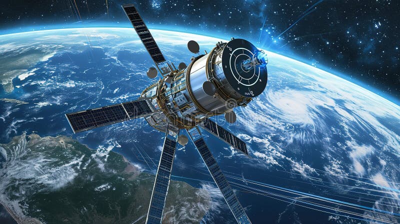 An Advanced Satellite Orbiting the Earth, Capturing the Beauty of Space ...