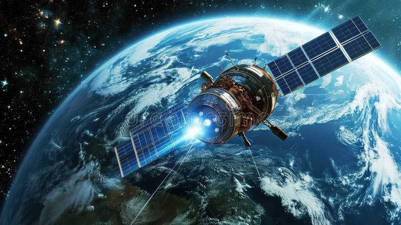 An Advanced Satellite Orbiting the Earth, Capturing the Beauty of Space ...