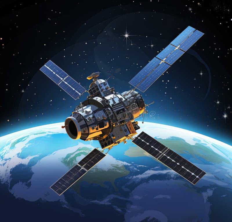 Advanced Satellite Orbiting Earth High-Tech Communication and ...