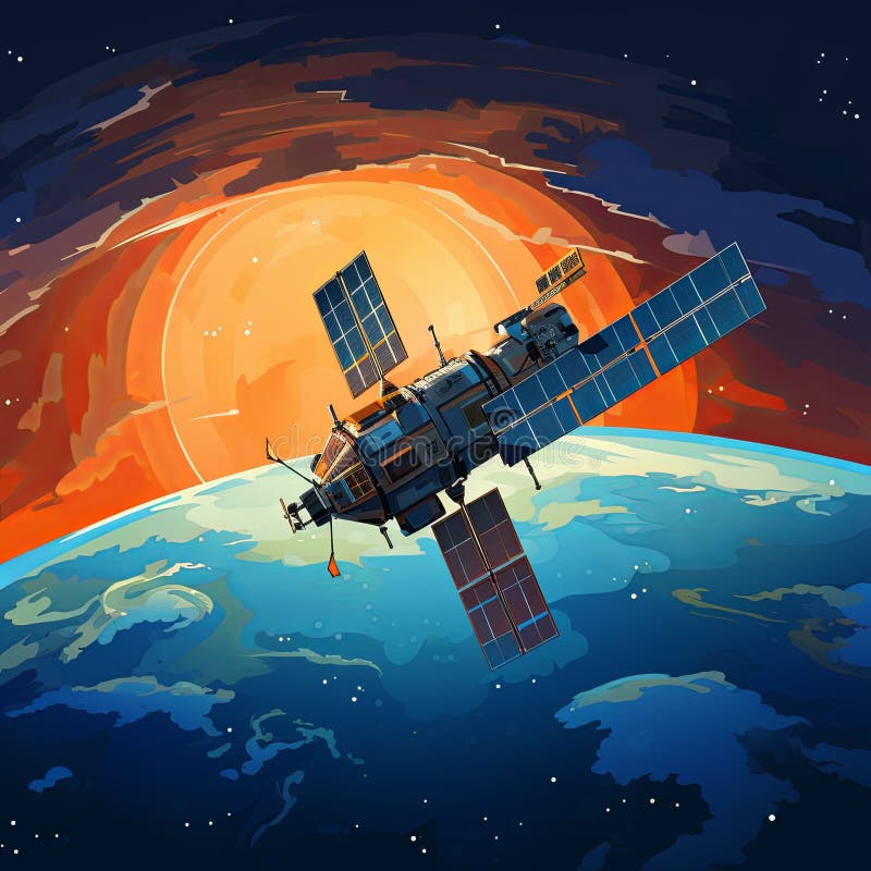 Advanced Satellite Orbiting Earth High-Tech Communication and ...