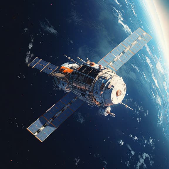 Advanced Satellite Orbiting Earth High-Tech Communication and ...