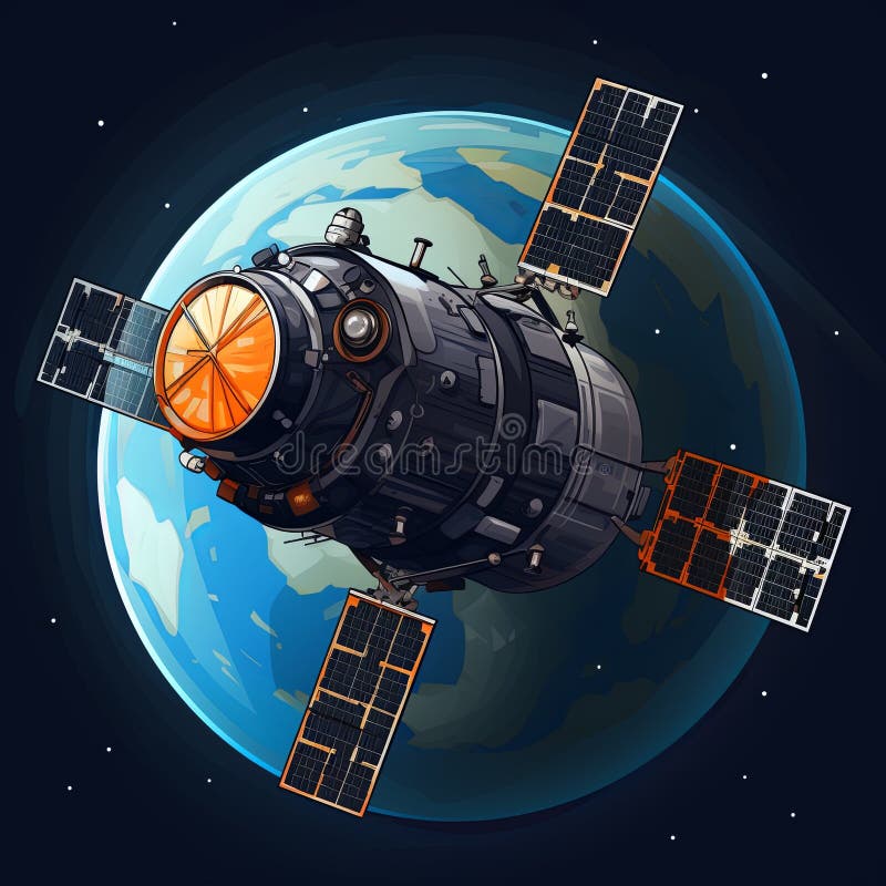 Advanced Satellite Orbiting Earth High-Tech Communication and ...