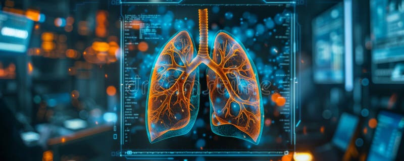 Advanced Scanner Displaying 3D Lungs in a Tech Lab Researchers Using AR ...