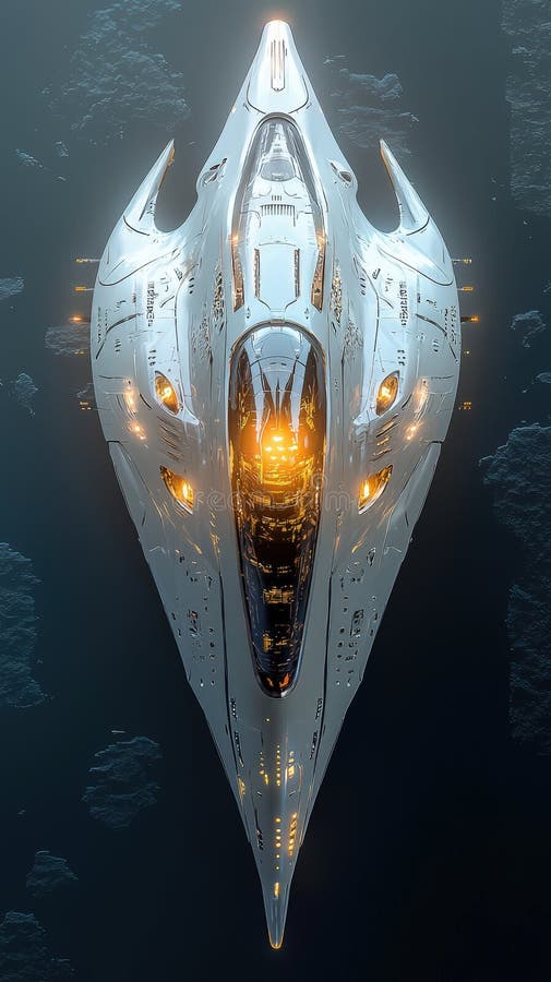 Advanced Sci-fi Spaceship with Luminous Elements Stock Illustration ...