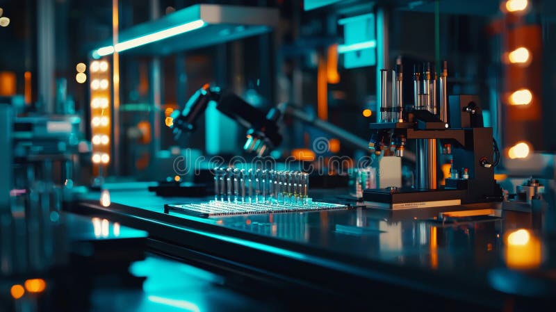 Advanced Scientific Laboratory with Microscopes and Test Tubes Stock ...